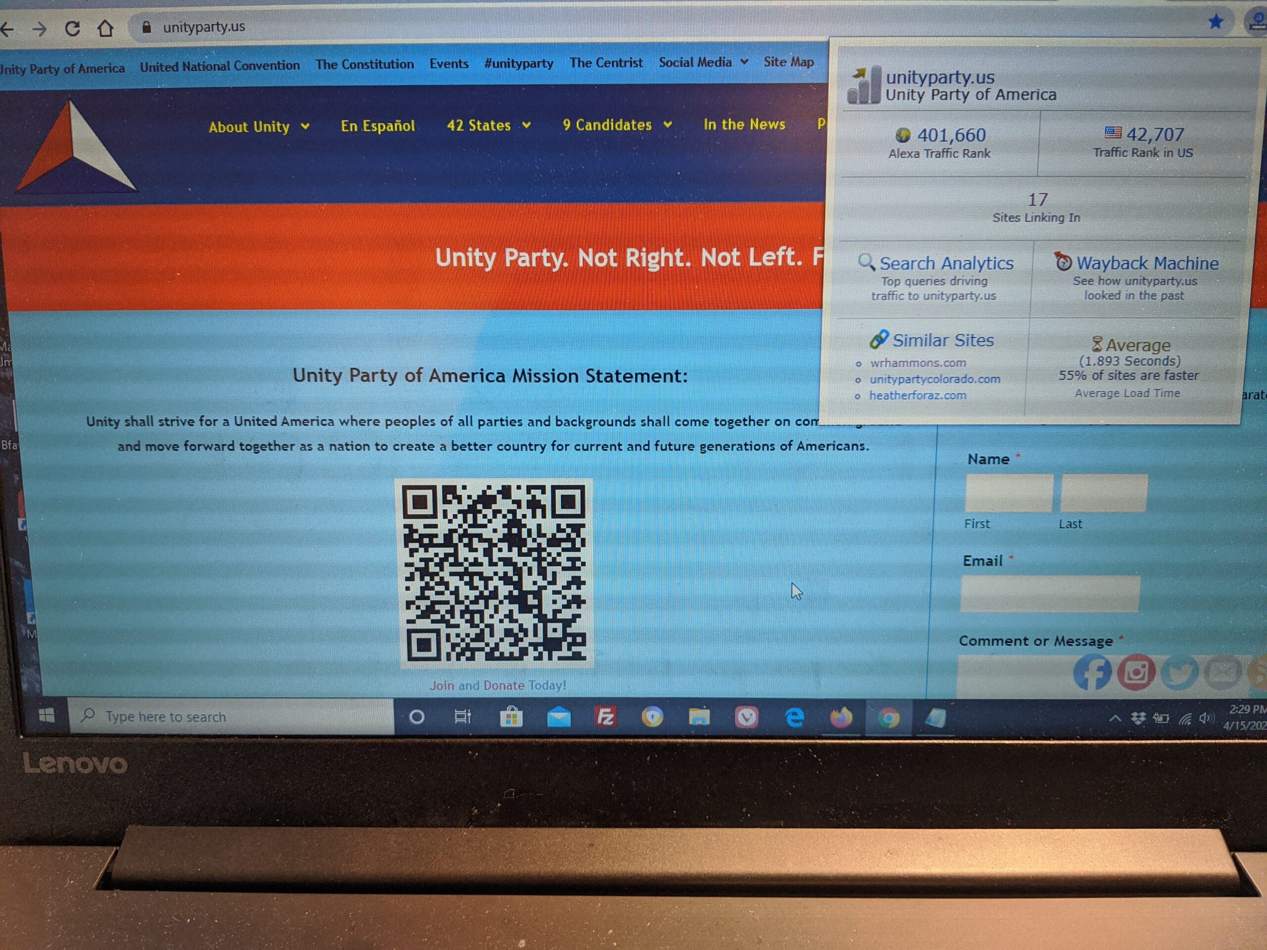 US Presidential Ticket Seek Combination - Unity Party